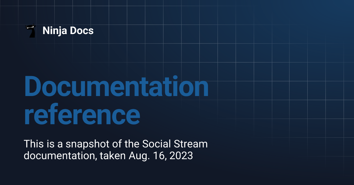 Documentation reference | Ninja Docs